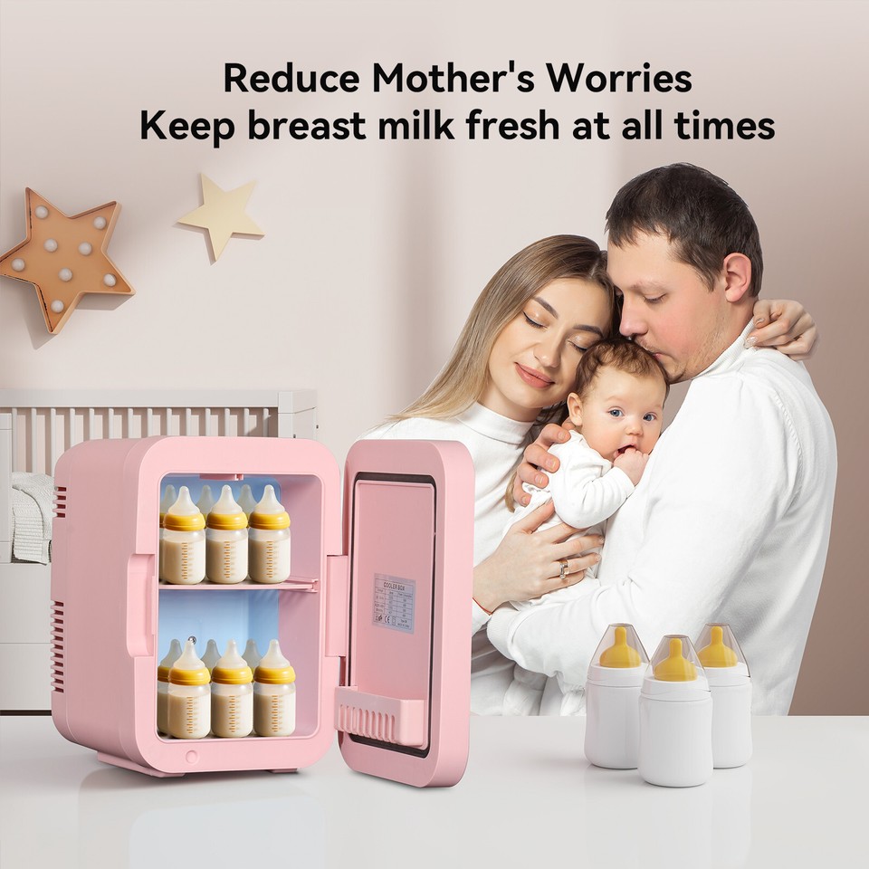 4L Pink LED Mirror Mini Fridge Portable Beauty Ice Box Table Top Cooler ...