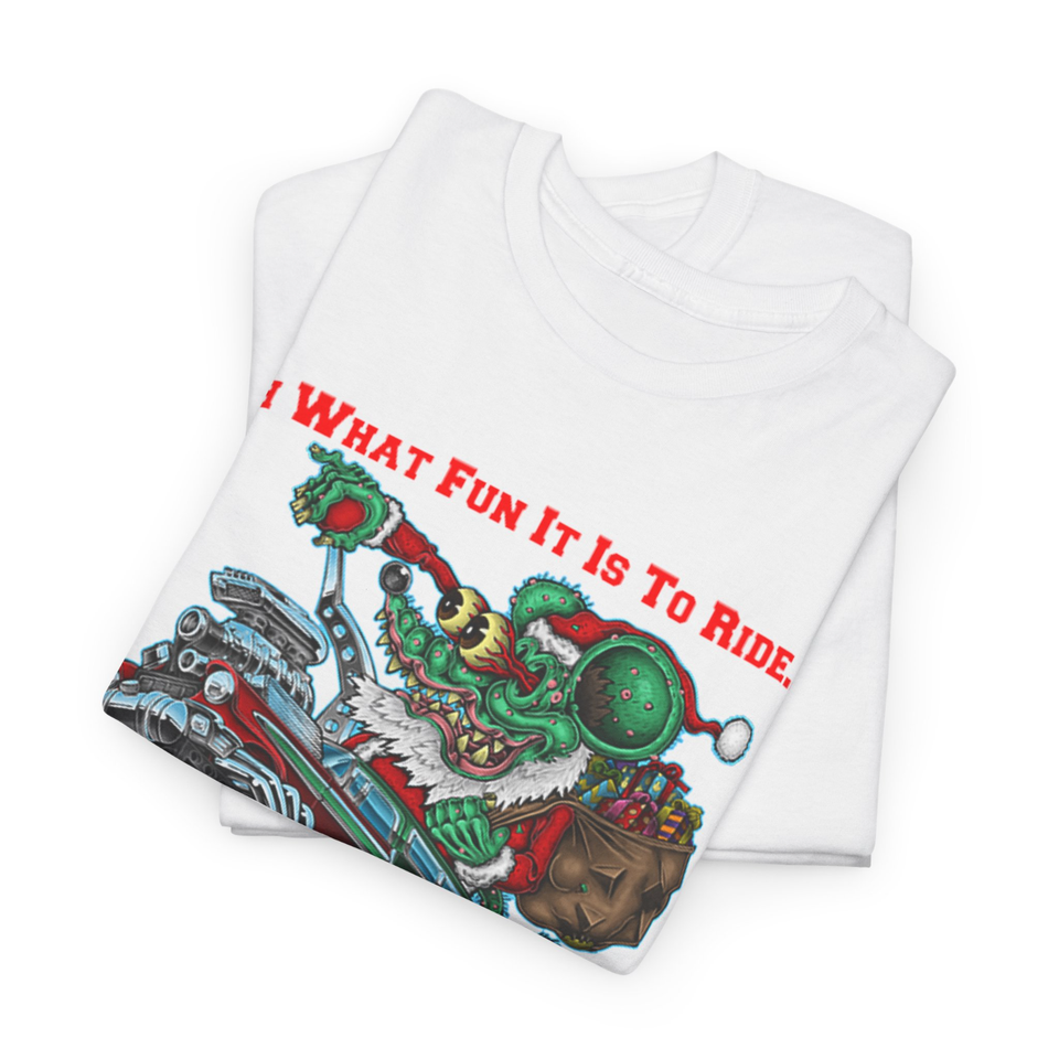 Christmas Rat Racer Santa Fun To Ride Hot Rod Holiday Cartoon Car T ...