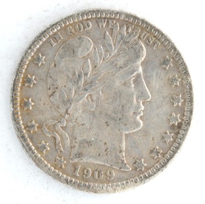United States 1909-D Barber Quarter 25 Cents 90% Silver Denver Mint ...