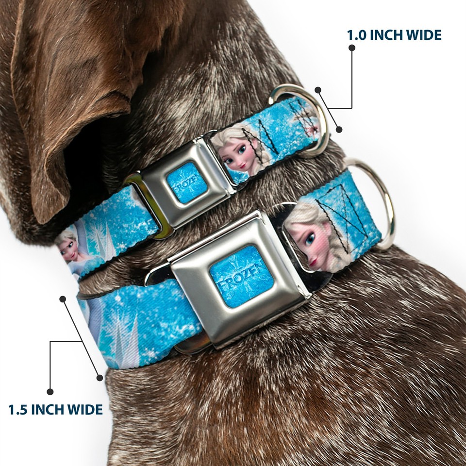 Dog Collar DYEA-FROZEN Logo Full Color Blues Frozen Elsa Face/Action ...