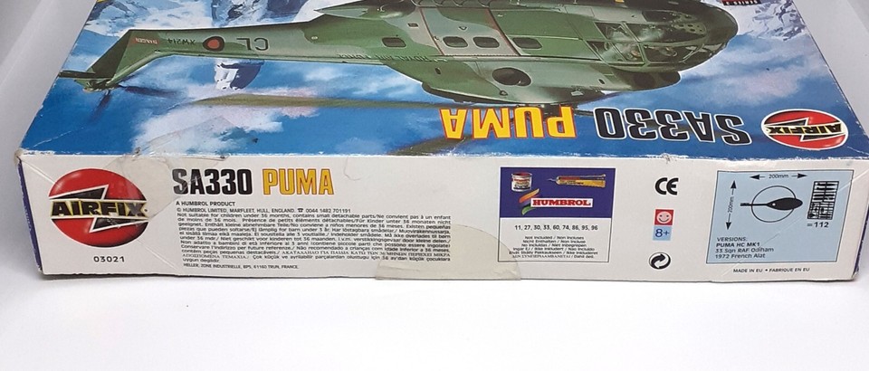 Airfix 1:72 Scale SA330 Puma Helicopter Model Kit Royal Air Force ...