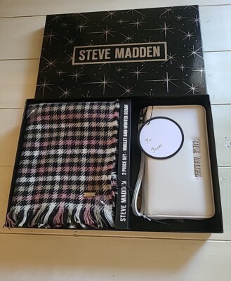 Steve Madden Ivory Wallet Wristlet and Multi Colored Plaid Scarf Gift ...
