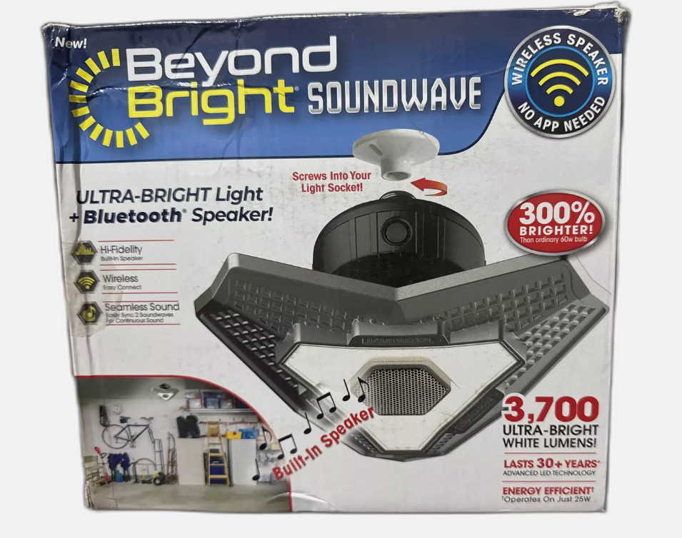 BEYOND BRIGHT Soundwave 25-Watt LED ULTRA-BRIGHT Light + Bluetooth ...
