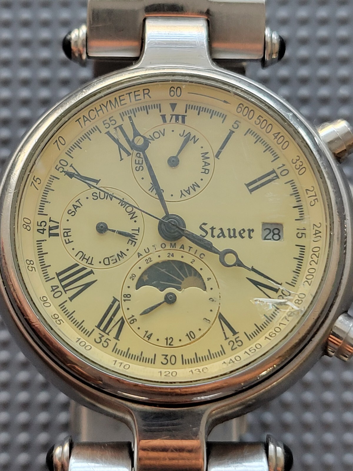 Men's Stauer Moon Phase Automatic Tachymeter Watch Stainless Steel Need ...