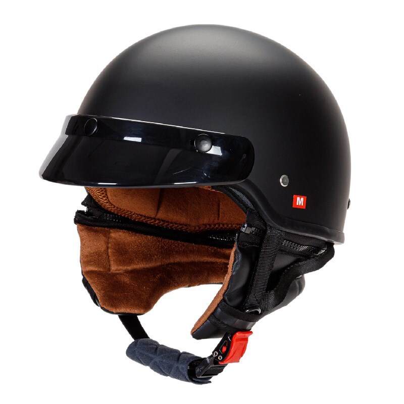 DOT Motorcycle Half Helmet Vintage Scooter Helmet Detachable Neck Matte ...