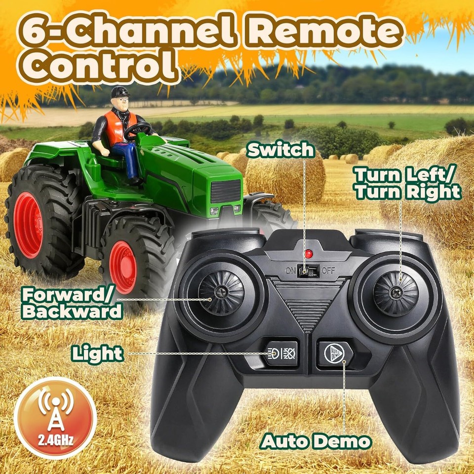 Remote Control Tractor Toy 2.4 Ghz RC Farm Toys Cow for Kids 3-5 Toy ...