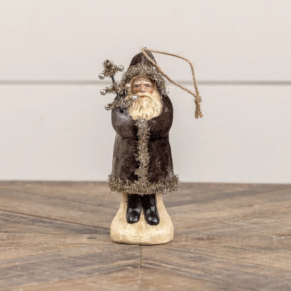 Ragon House 5" Charcoal Velvet Belsnickle Santa Ornament Figurine | eBay