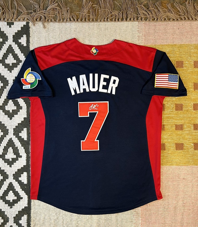 Joe Mauer Signed Autograph 2013 USA WBC Jersey HOF Twins MLB | eBay