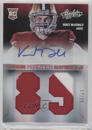 2013 Panini Absolute Premiere Materials /25 Vance McDonald #239 Rookie ...
