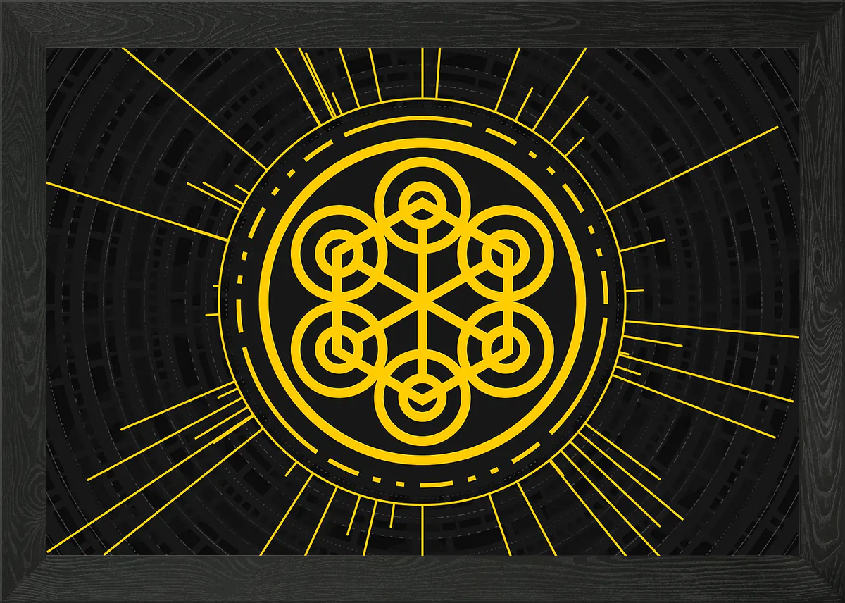 Gold Glyph Mandala Rune Framed Wall Art Poster Canvas Print Picture ...