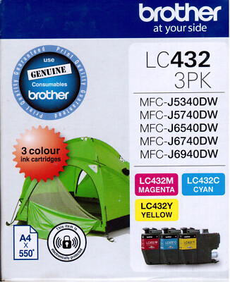 Brother LC432 Colour 3 Pack NEW GENUINE best before 2024/02 | eBay