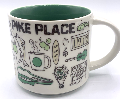 New Starbucks Pike Place 2019 Been There Series Mug Green 14 Oz 3 1/2 x ...