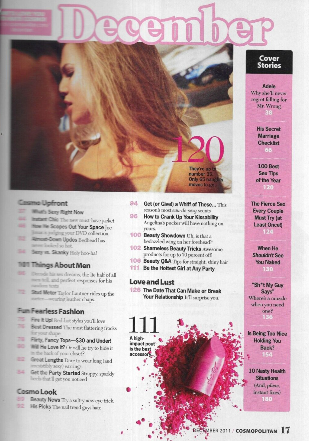 Cosmopolitan Magazine Adele 100 Best Love Tips His Secret Marriage ...