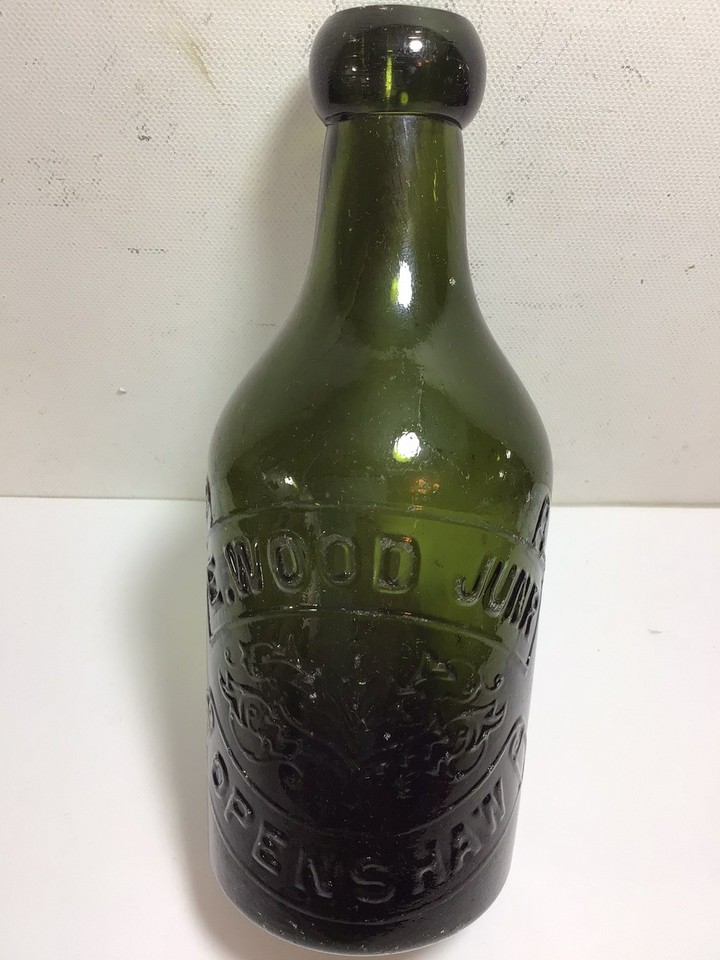 Nice DARK GREEN MANCHESTER Old Pictorial Glass Ginger Beer Bottle | eBay UK