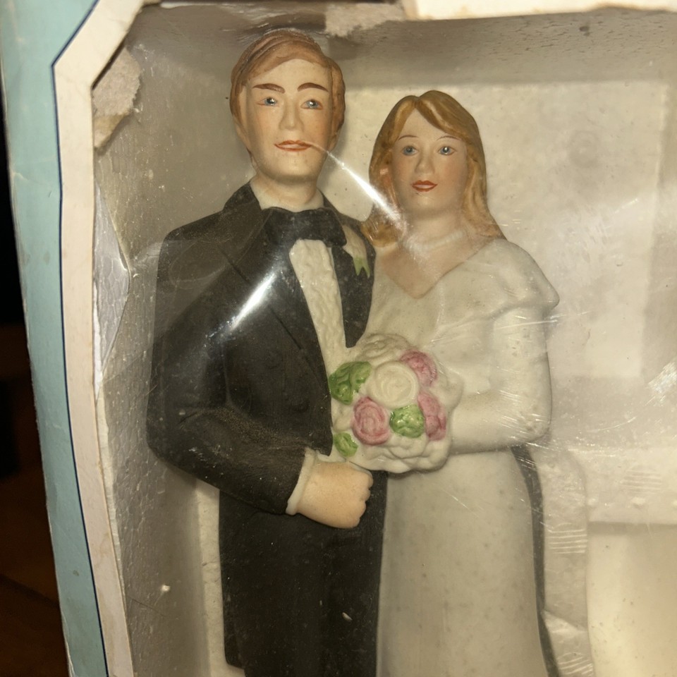 Vintage 1950s Bakery Crafts Wedding Cake Topper Lace Bride Groom ...