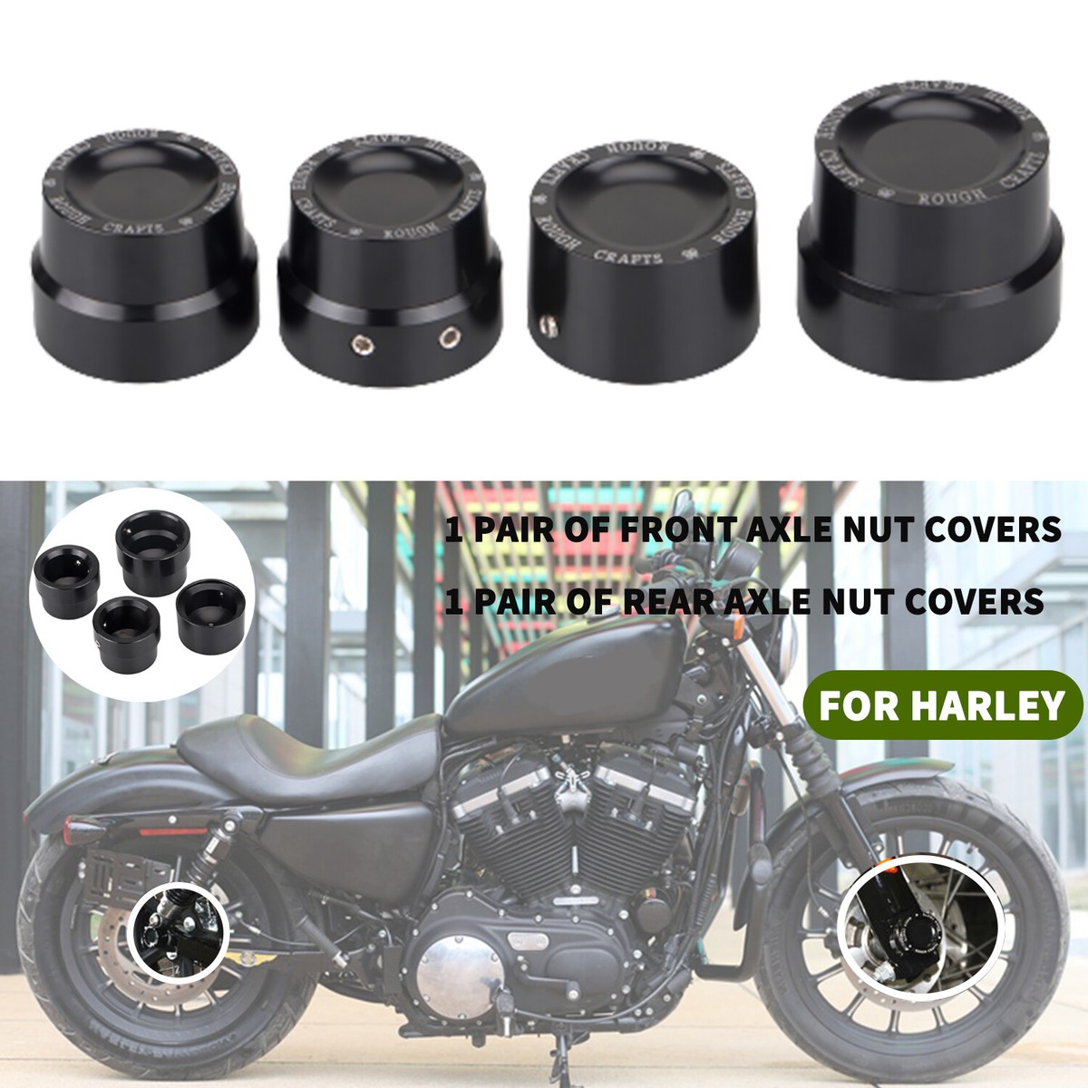 Nightster 975 Harley Nightster Axle Nut Covers - Black ABS/Aluminum ...