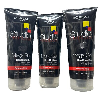 3 Tubes. L'Oreal Paris Studio Line Mega Hair Gel EXTREME HOLD New 6.8 oz. | eBay