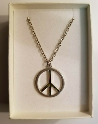 COOL JEWELS PEACE SIGN COLOR CHANGING ADJUSTABLE CHAIN SILVER COLOR ...