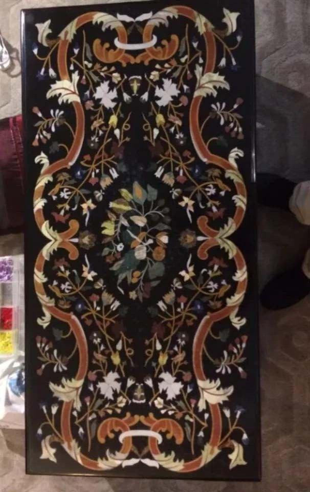 36"x24" Black Marble Reception Table Top Unique Design Inlay Work ...