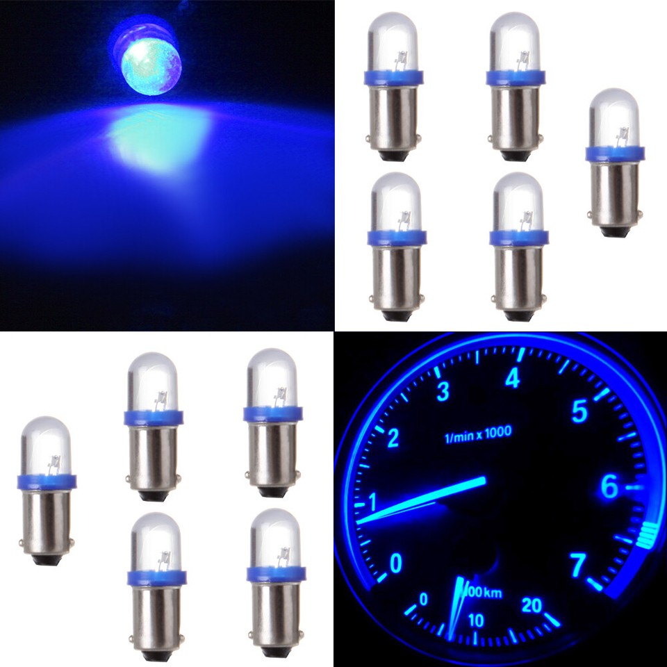 10x Blue BA9S Xenon LED Lamp Instrument Cluster Panel Dash Light Bulbs ...