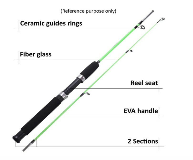 CROCODILE E-20 MH 2.7m(8'10") transparent Solid Fiberglass Fishing Rod ...