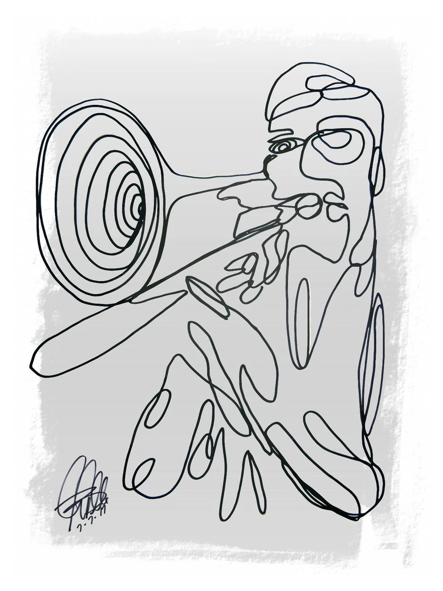 Trombone Player Drawing