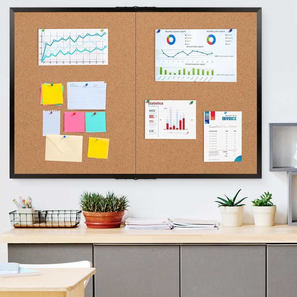 Cork Board Bulletin Board 36 x 48, Black Wood Framed 4x3 Corkboard ...
