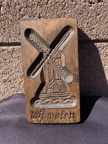 WIPMOLEN WOOD WINDMILL BISCUIT COOKIE SPRINGERLE MOLD HOLLAND DUTCH W ...