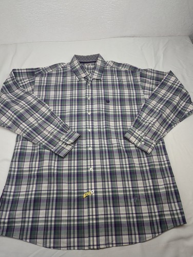Cinch Shirt Men Extra L Gray/ Purple Plaid Western Short Sleeve Cowboy ...
