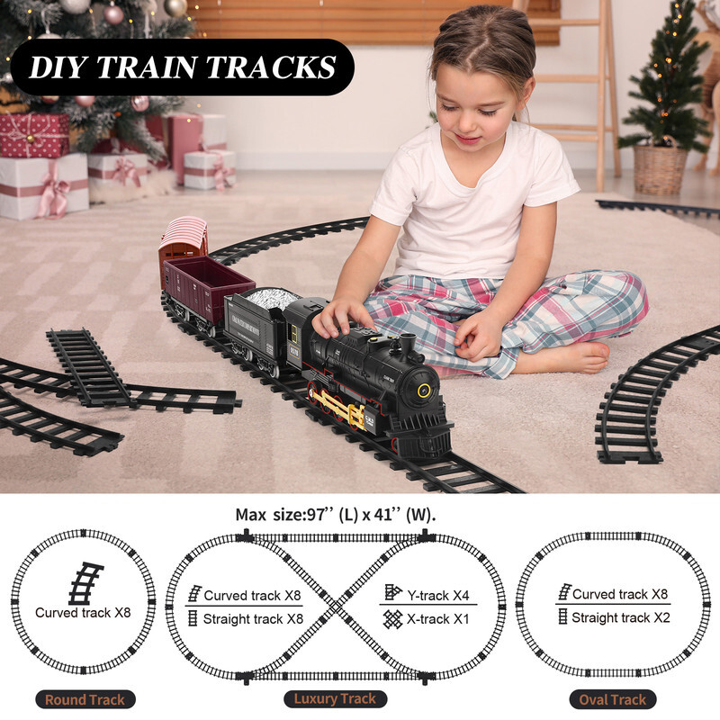 Train Set for Kids Remote Steam Locomotive Boys RC Toy Train Chrismas ...