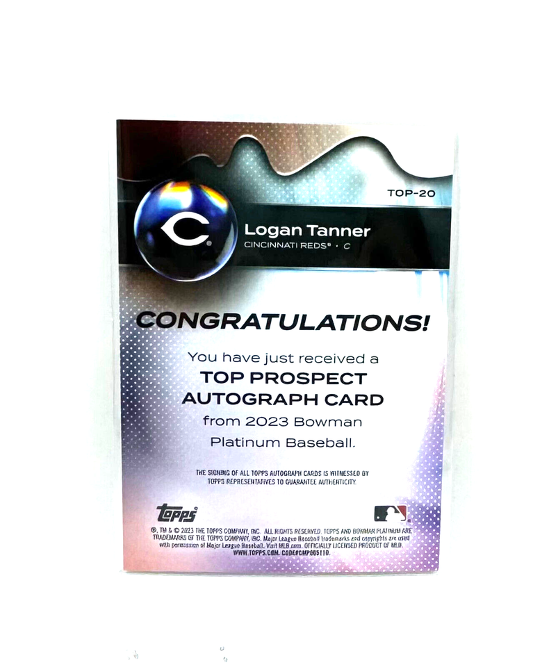 2023 Bowman Platinum Logan Tanner Top Prospect Auto #TOP-20, Cincinnati ...