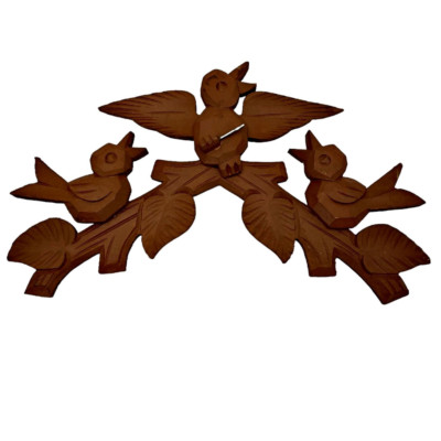 Original Vintage Black Forest Cuckoo Clock Trim Topper Birds Leaves 5. ...