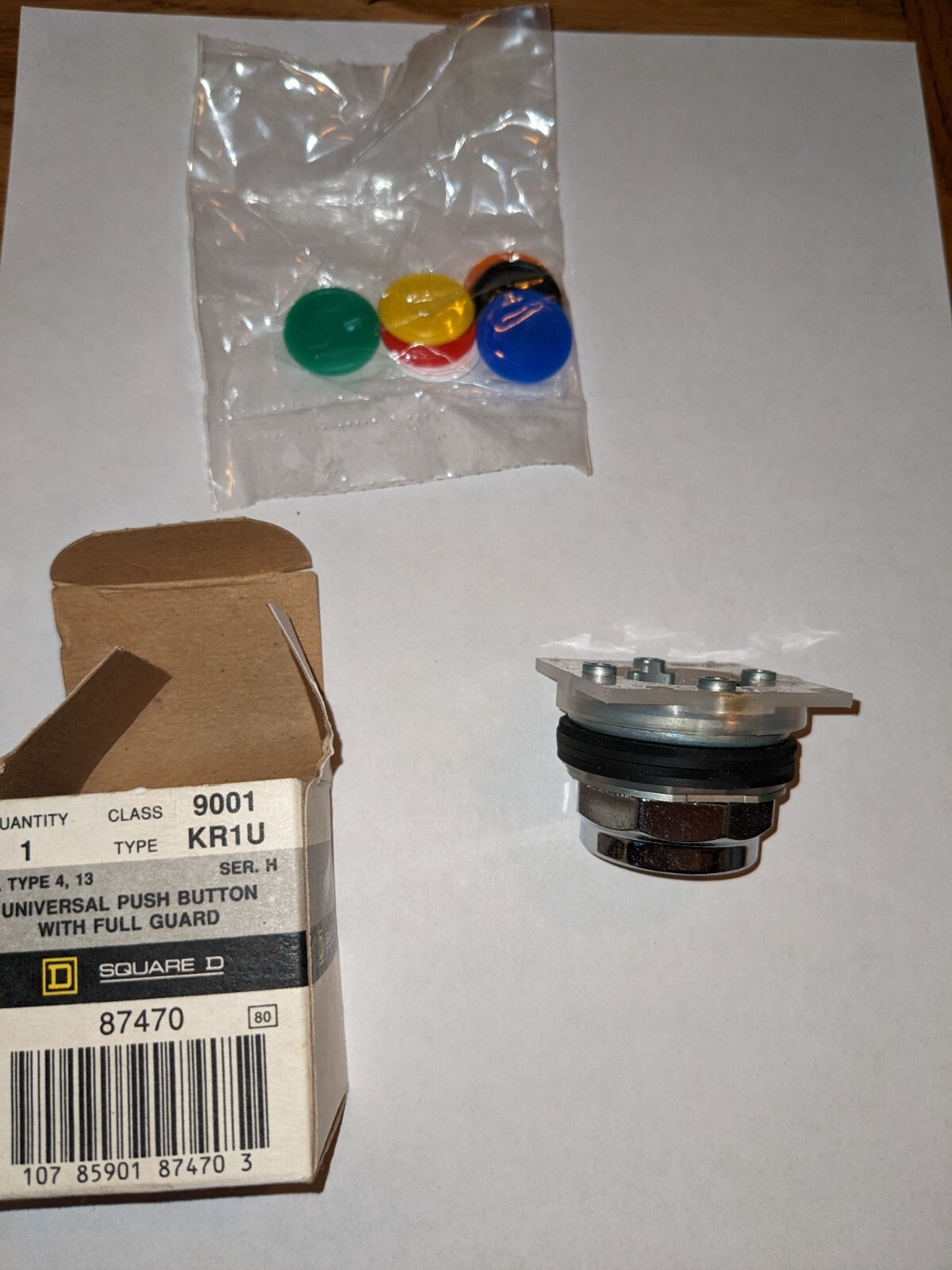 Square D Universal Push Button with Full Guard Class 9001, KR1U (BS-15 ...