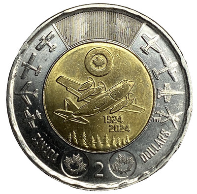 2024 CANADA 2 TWO DOLLARS NON COLOURED ROYAL CANADIAN AIRFORCE RCAF ...