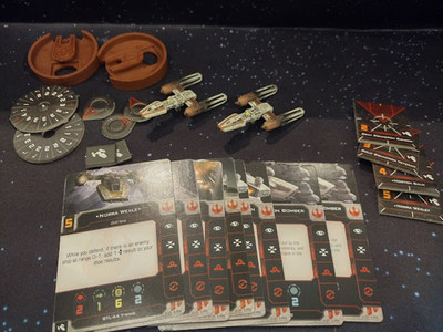 Star Wars X-Wing Miniatures Game 2 Y-Wing Scum models Rebel cards ...