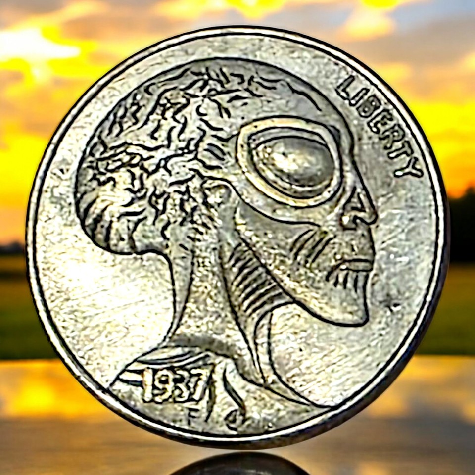 1937 Hobo Buffalo Nickel Carved Alien Novelty Antiqued Metal Coin | eBay
