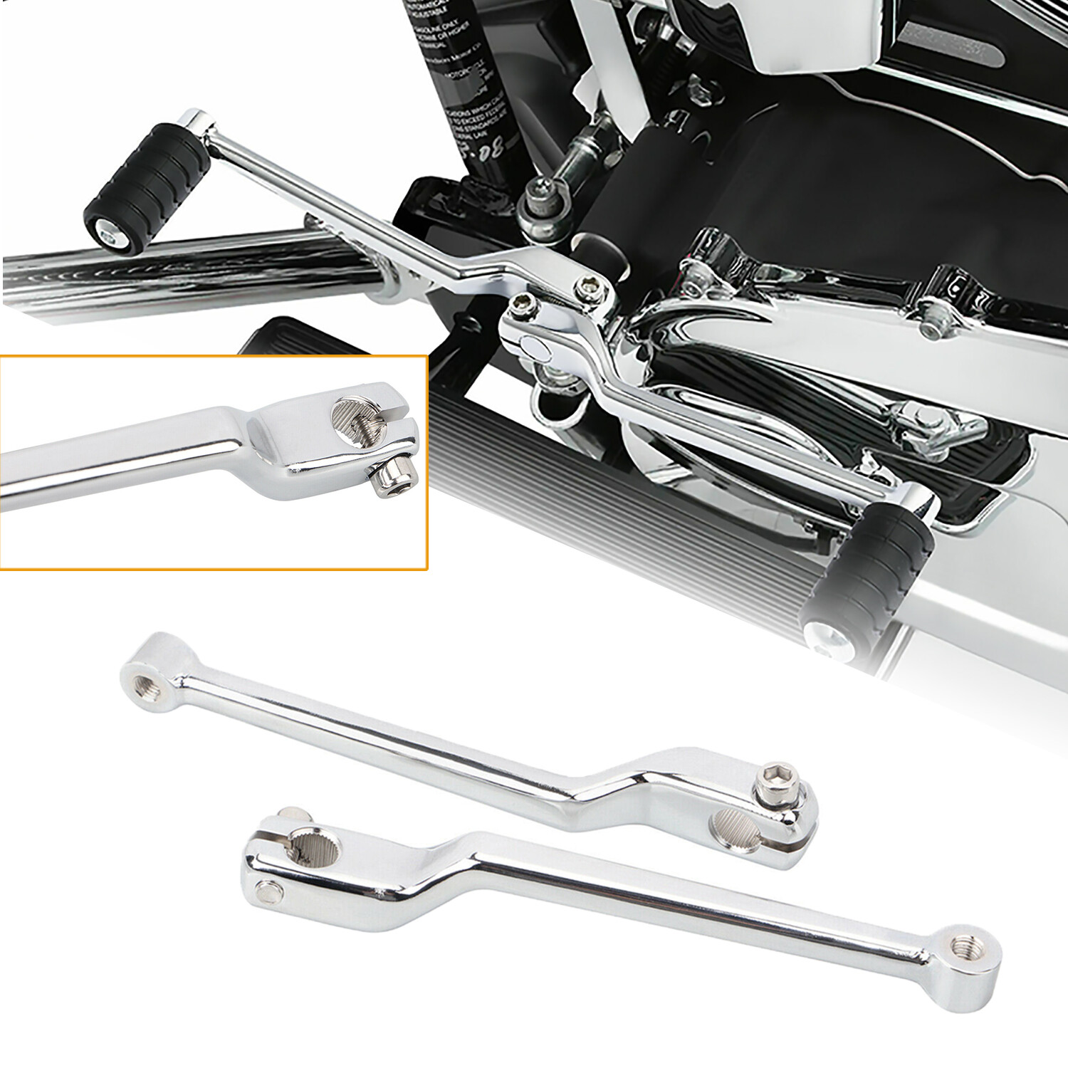 2Pcs Chrome Heel Toe Splined Shifter Lever Fit For Harley Davidson ...