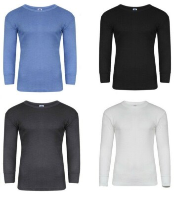3 X Men Boys Long Sleeves Thermal Vest T-Shirt Brushed Inside For Extra ...
