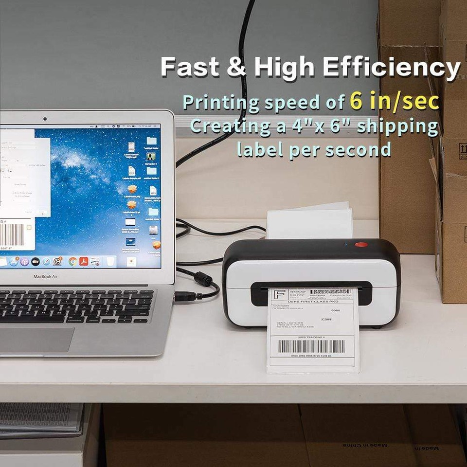 4x6 Thermal Desktop Shipping Label Printer for Small Business Packages ...