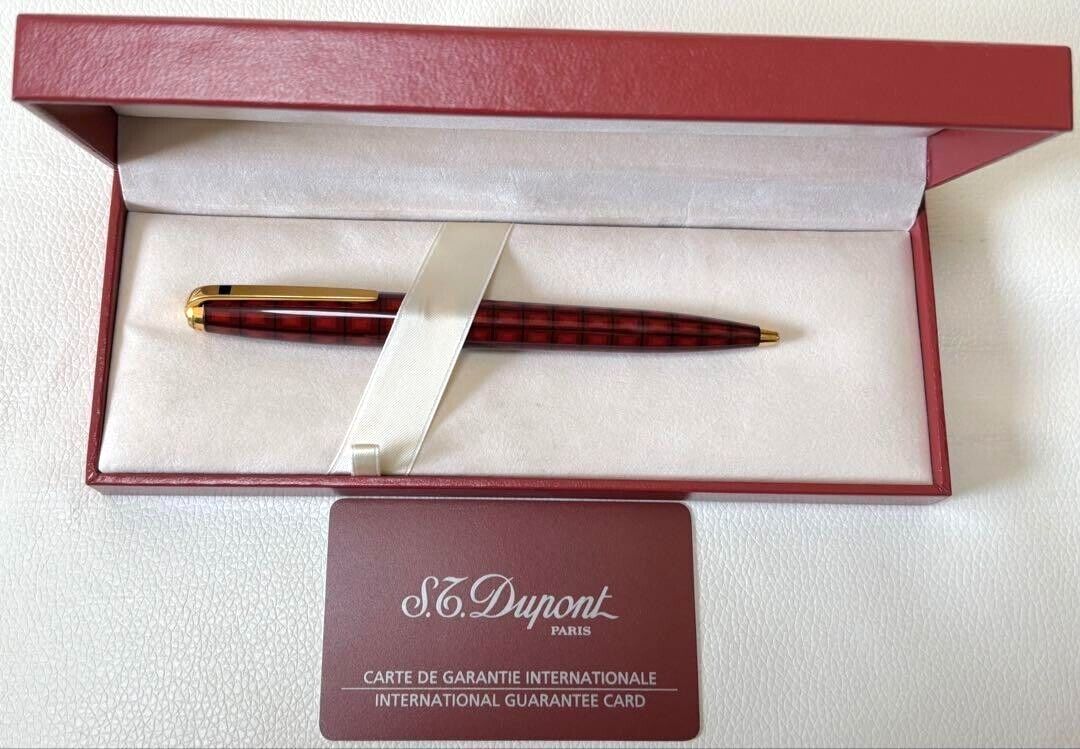 S.T.Dupon VERTIGO Red check Lacquer Twisted Ballpoint Pen wz/Box ...