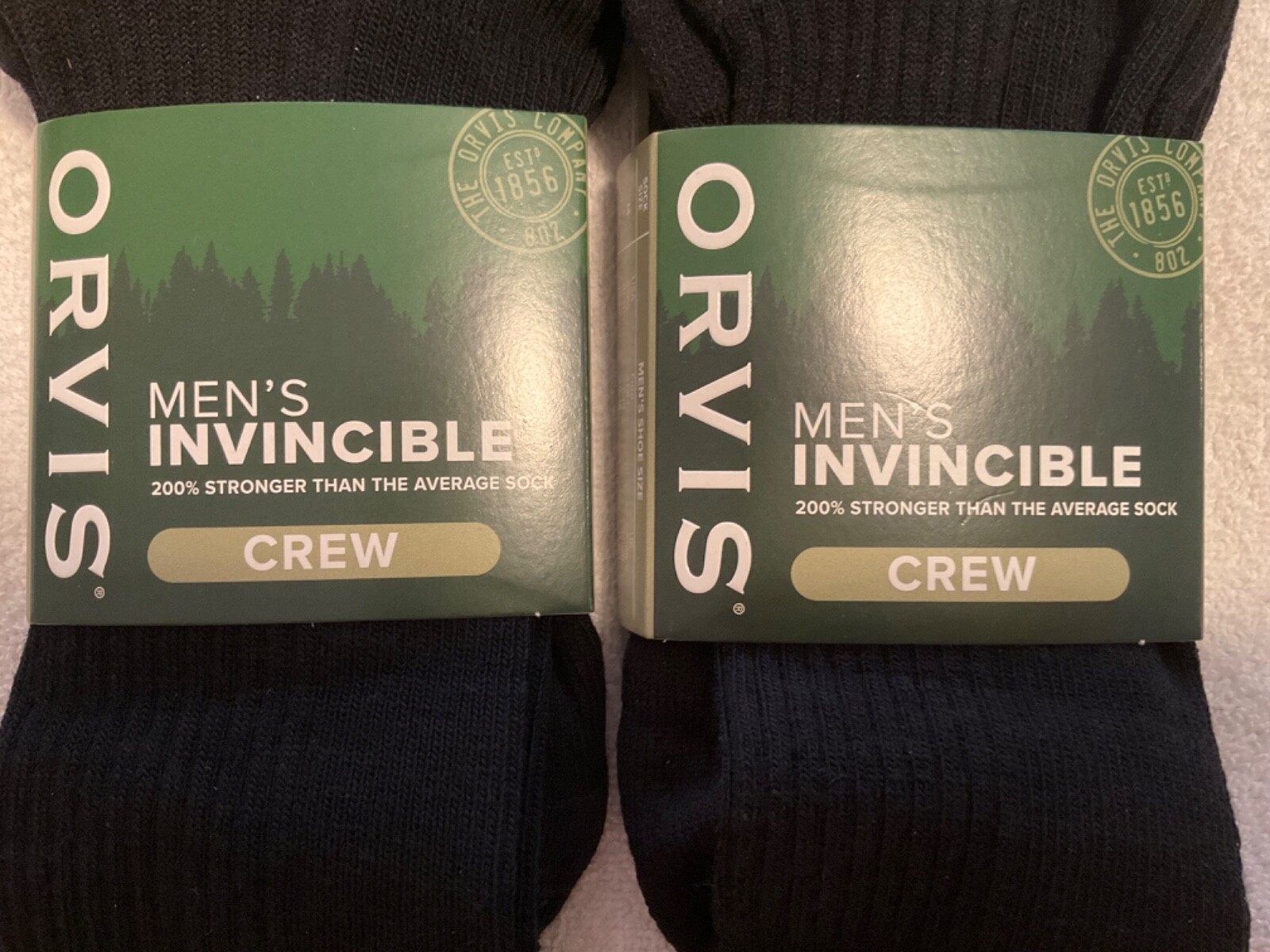 2 Pairs of Men’s ORVIS Invincible Extra 200% Stronger Socks - BLACK ...