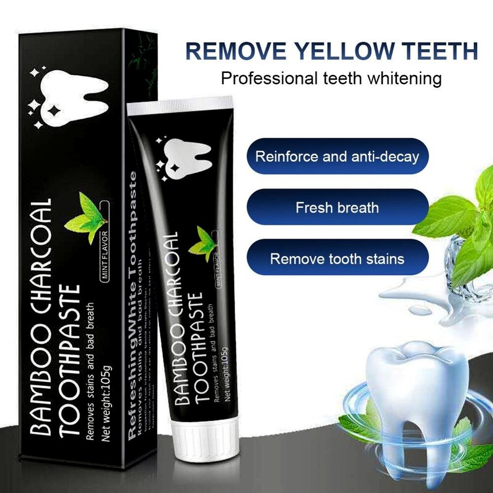 FLUORIDE FREE MINT TOOTHPASTE Natural Bamboo Activated Charcoal Teeth ...