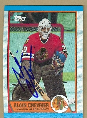 Alain Chevrier autographed Hockey Card (Chicago Blackhawks) 1989 Topps ...