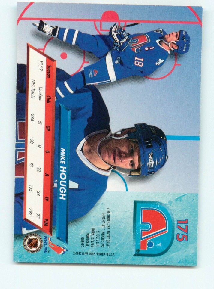 1992 Ultra #175 Mike Hough Quebec Nordiques | eBay