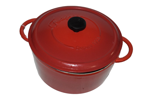 FONTIGNAC Cast Iron Enamel Dutch Oven 5 Qt Red 26 CLEAN - Made In ...
