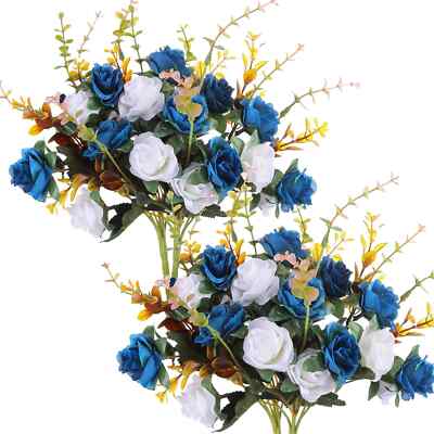 4 Bunches of Artificial Roses.。48 Small Roses，Plastic Silk Flower ...