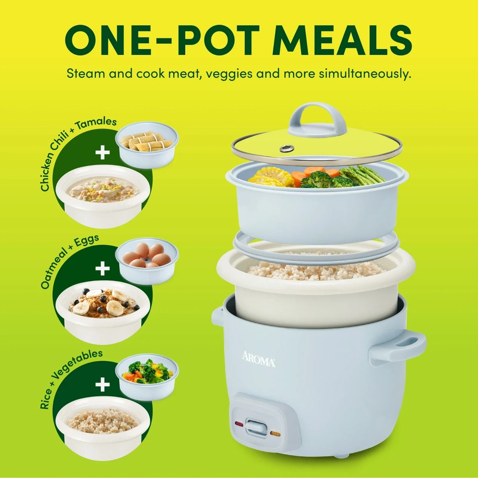 AROMA® 4-Cup Rice Cooker & Food Steamer with Bonded Granite® Nonstick ...