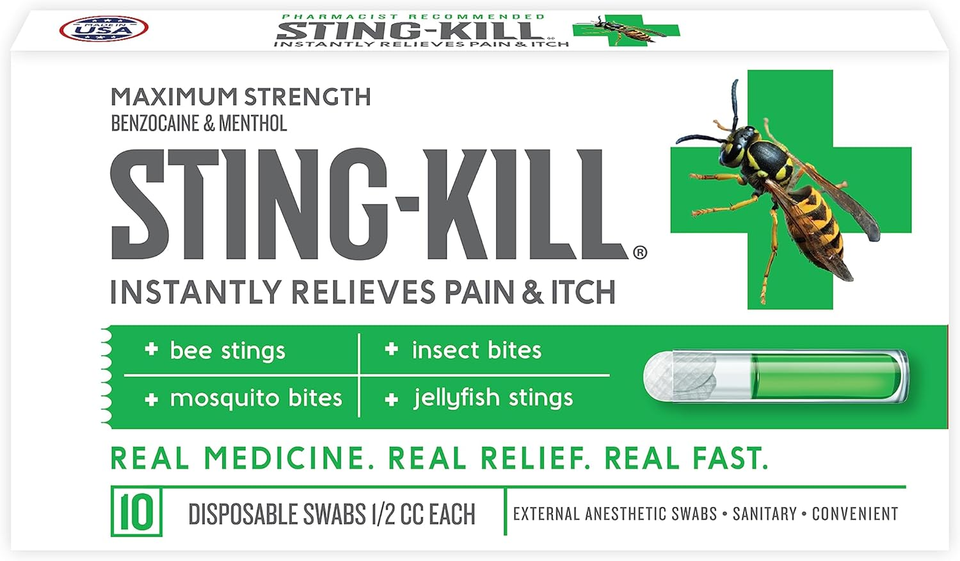 Bee Stings Bug Bites First Aid Anesthetic Swabs Instant Pain + Itch ...