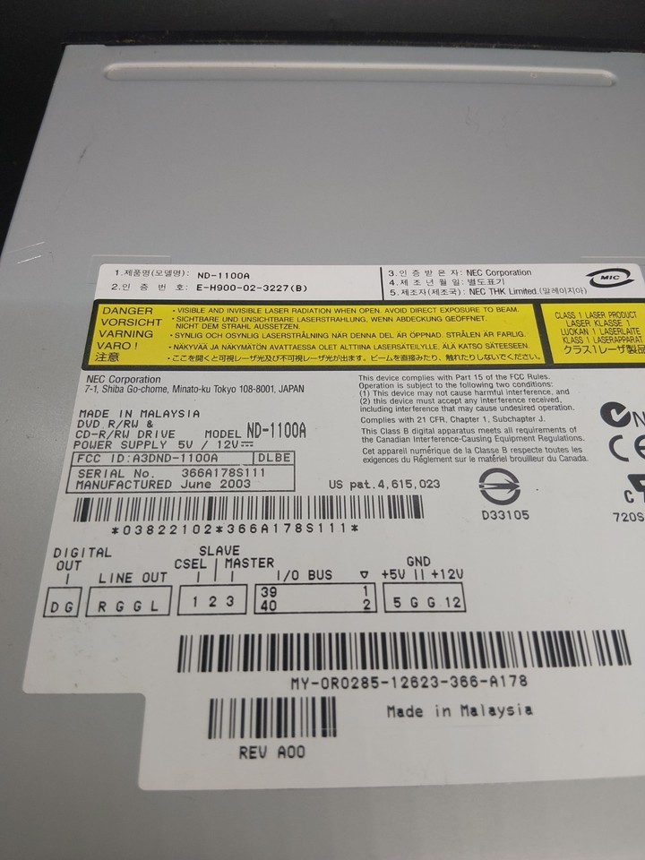 NEC ND-1100A IDE Internal CD-ROM CR-RW DRIVE DVD tested | eBay