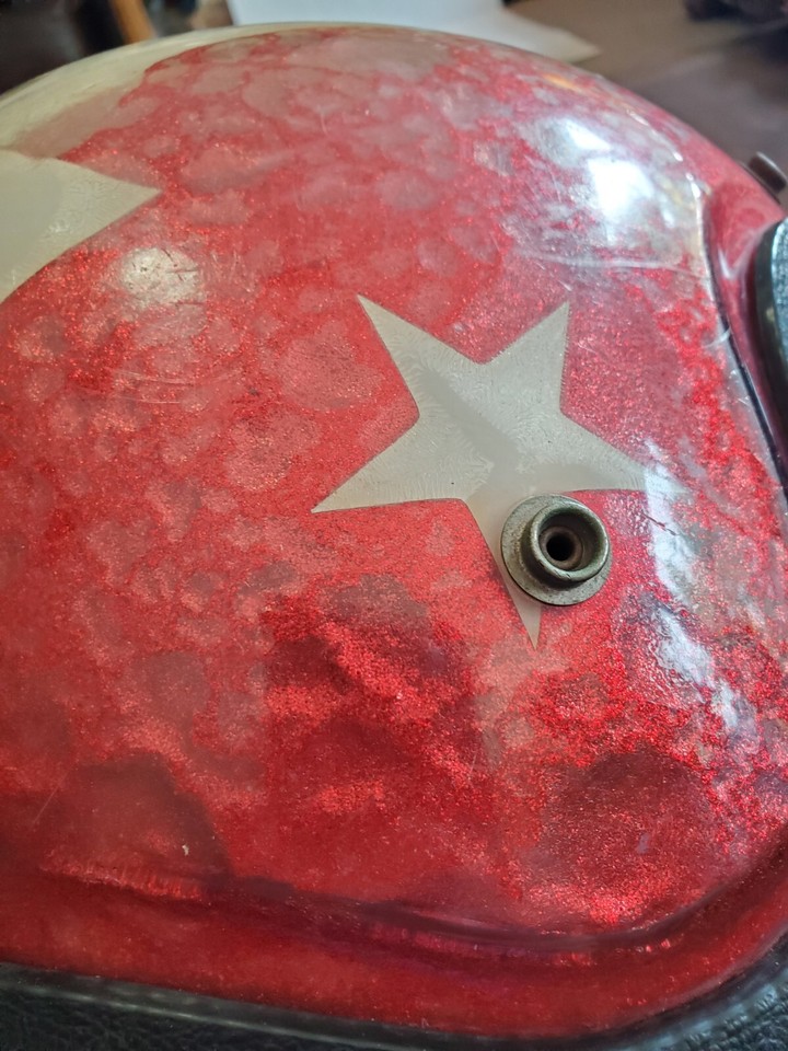 Vtg Buco Thunderbolt Helmet Red White Blue Metal Flake Stars Stripes No ...